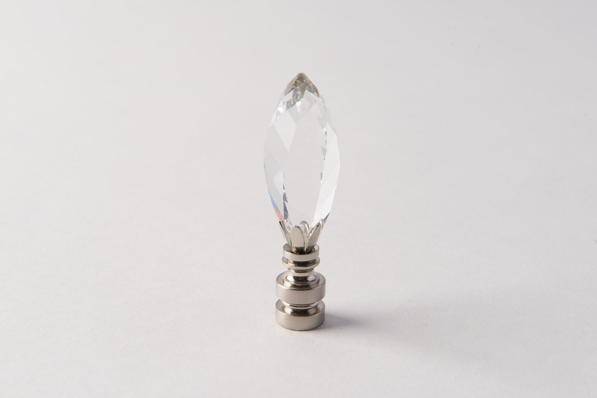 Brushed Nickel/Crystal Oval Swirl Finial | Just Shades